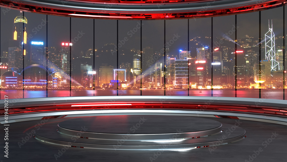 News Studio, Backdrop For TV Shows .TV On Wall.3D Virtual News Studio ...