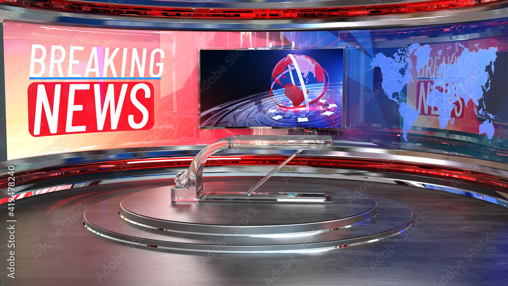 News Studio, Backdrop For TV Shows .TV On Wall.3D Virtual News Studio ...