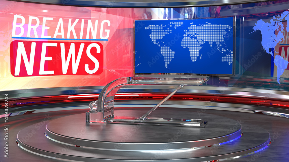 News Studio, Backdrop For TV Shows .TV On Wall.3D Virtual News Studio ...