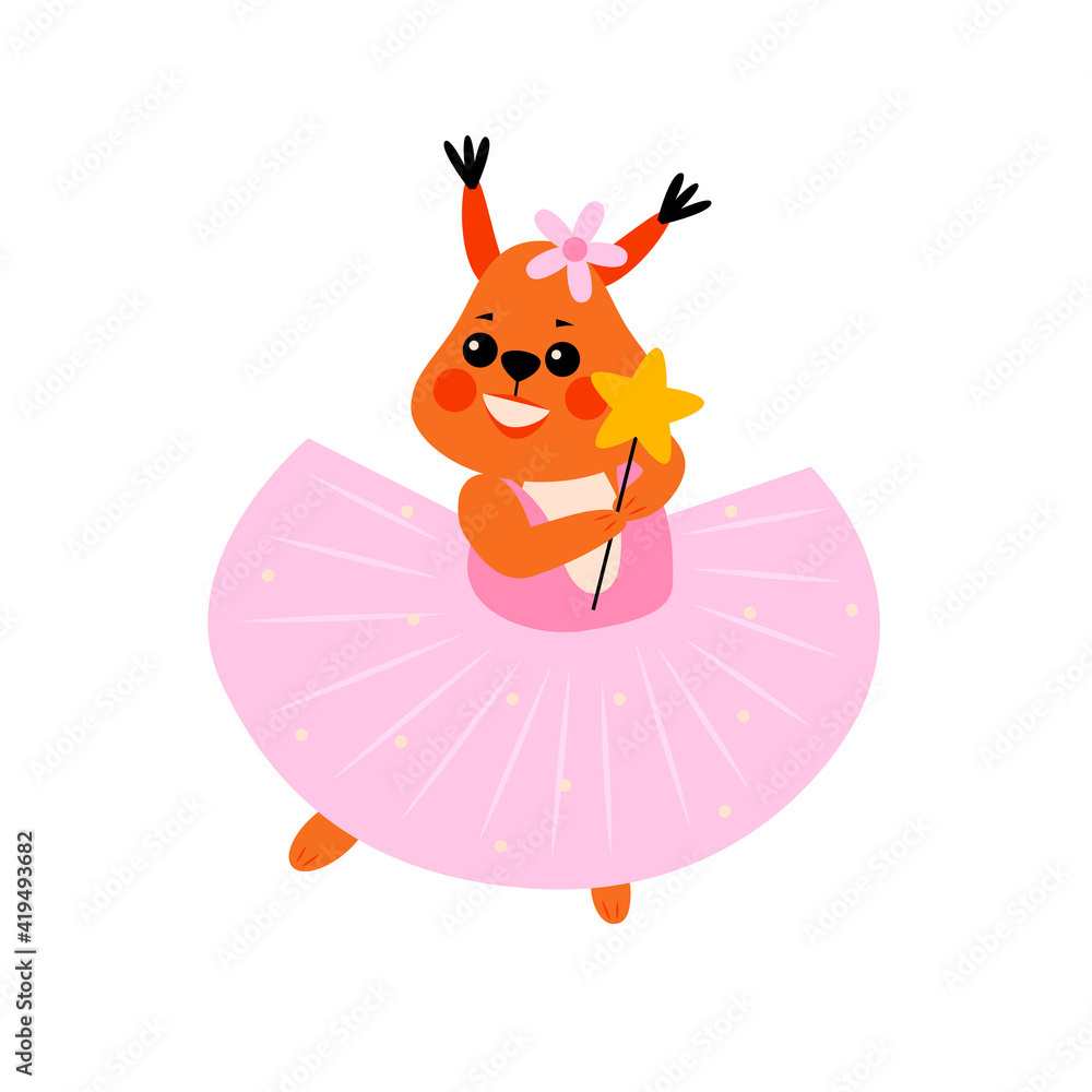 Cute Small squirrel Girl Ballerina Dance Isolated. Ballet Dancer Baby ...