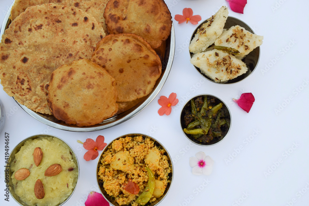 Indian Fasting Gujarati Upwas Fast diet items offered in Thali complete ...