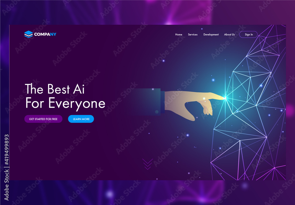 Artificial Intelligence and Deep Learning Landing Page Stock Template ...