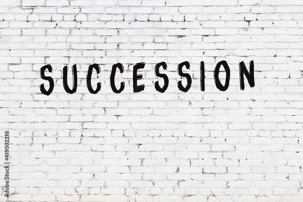 Inscription succession painted on white brick wall Stock Illustration ...