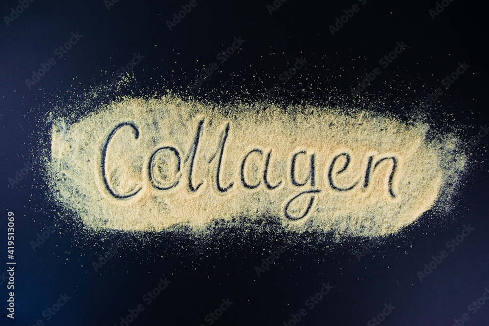 Collagen lettering made on gelatin. Gelatin is one of the main products ...