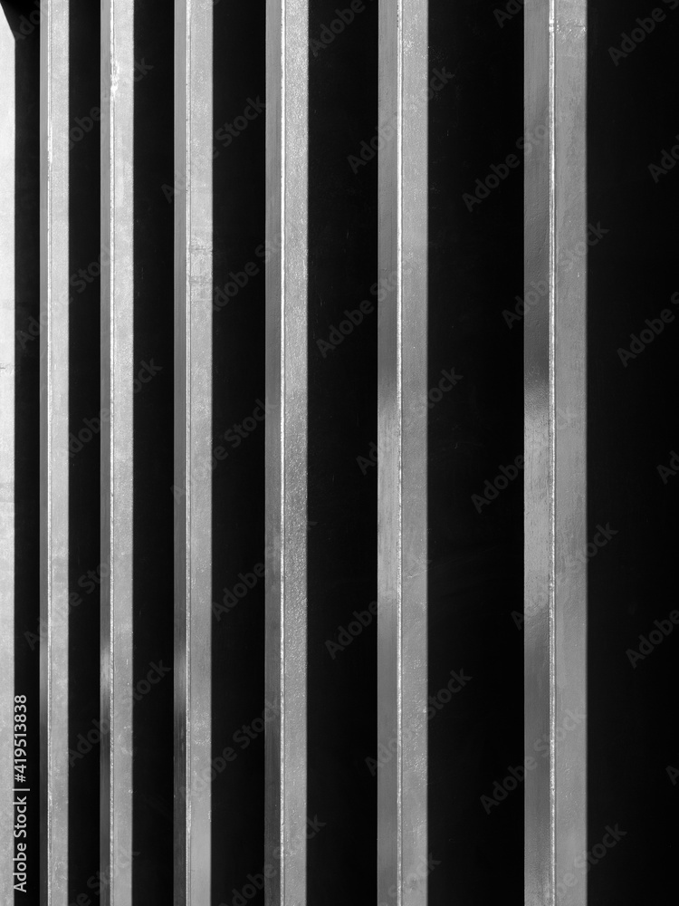 Black and white photo of a modern architecture building. Facade with ...