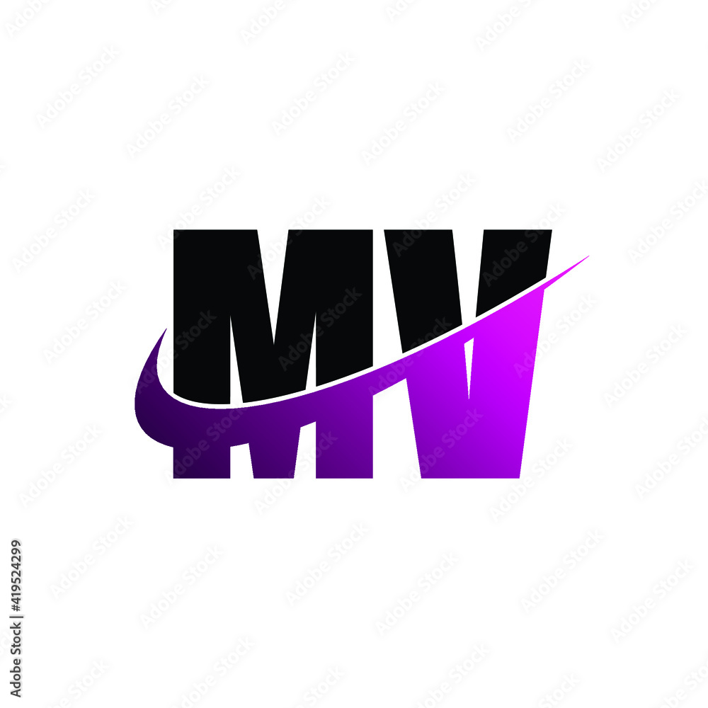 Letter MV simple logo design vector Stock Vector | Adobe Stock