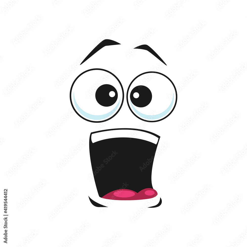 Screaming from horror emoticon isolated scared emoji with wide open ...