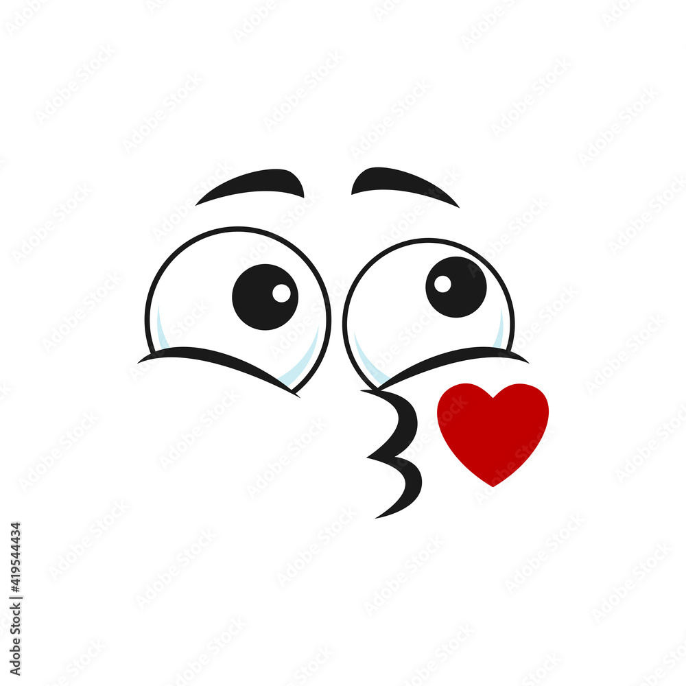 Smiley blowing kiss isolated cartoon character facial expression in ...
