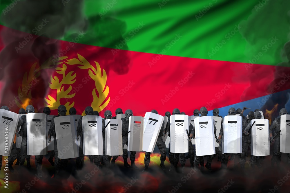 Eritrea police swat in heavy smoke and fire protecting order against ...
