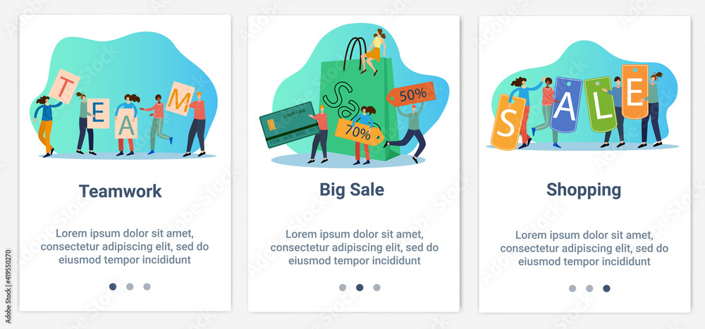 Modern flat illustrations in the form of a slider for web design. A set ...