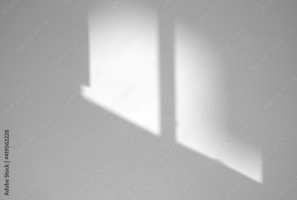 Window natural shadow overlay effect on white texture background, for ...