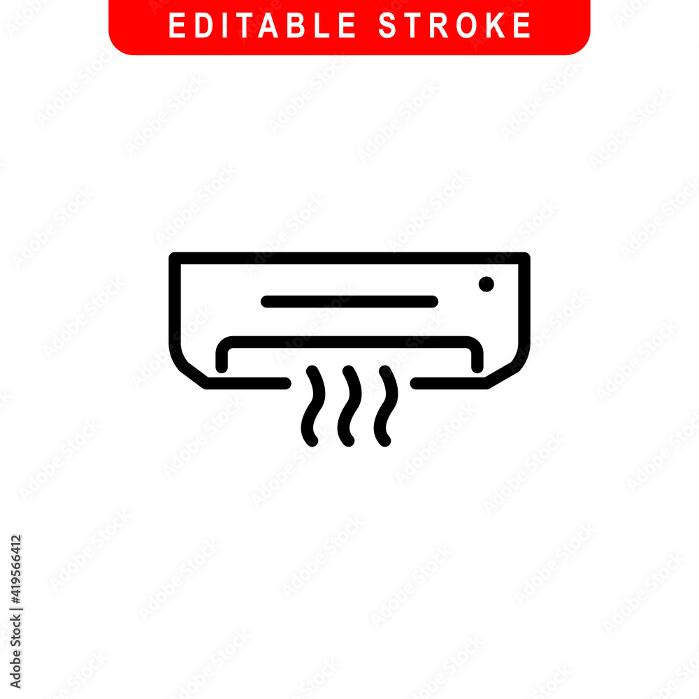 Air Conditioner Outline Icon. AC Line Art Logo. Vector Illustration ...