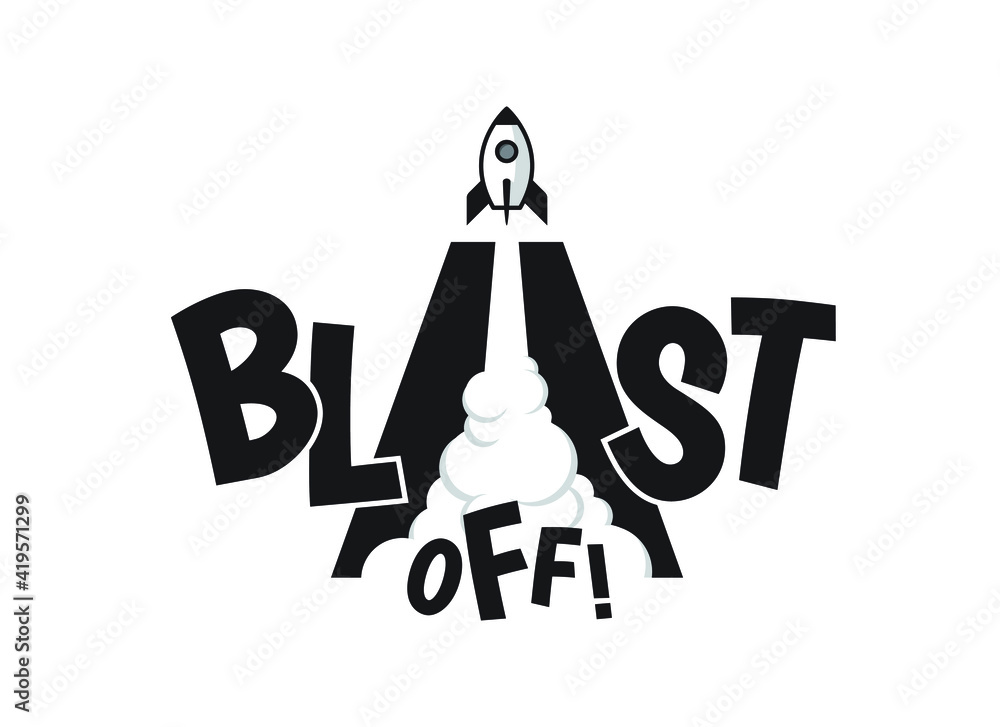 Blast off! Vector graphic of a rocket launch. Logo/illustration. Stock ...