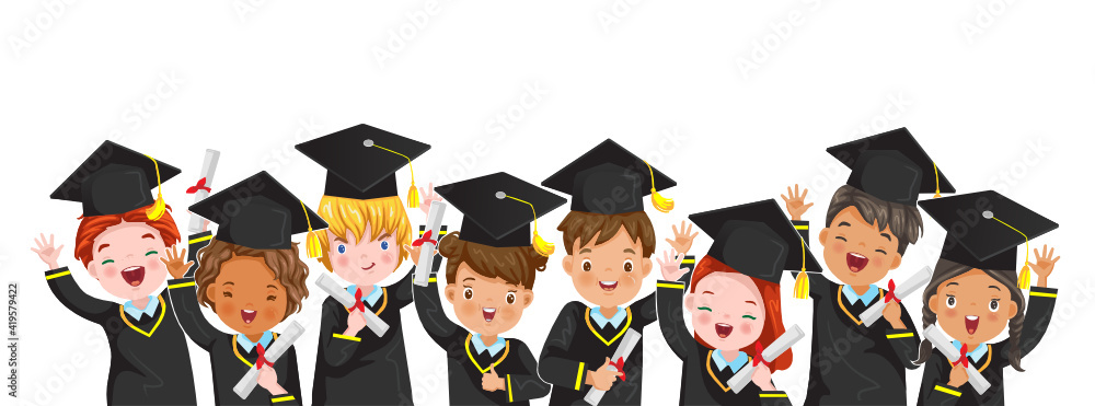 Vecteur Stock Graduate children group. Portrait of Characters of ...