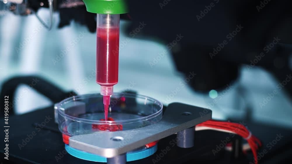 Real Process of 3d printing for medicine. bioprinting of human tissues ...