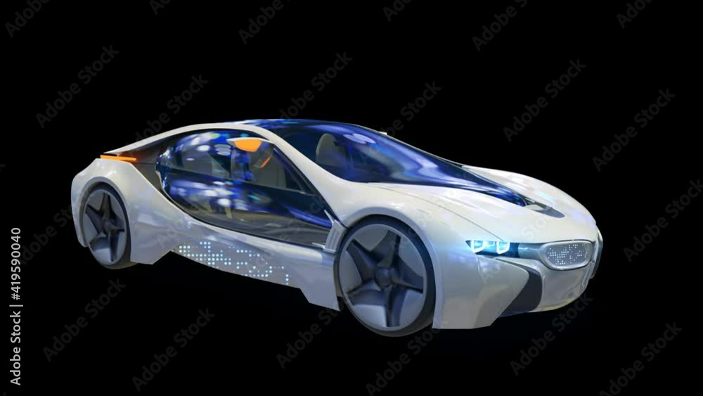 Buildable model of the car of the future with spinning wheels on a ...