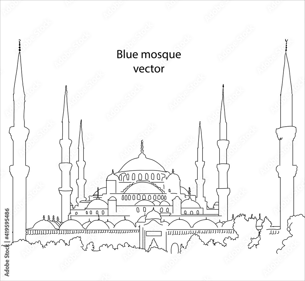 Sultanahmet camii Hand drawing mosque vector sketch drawing Stock ...
