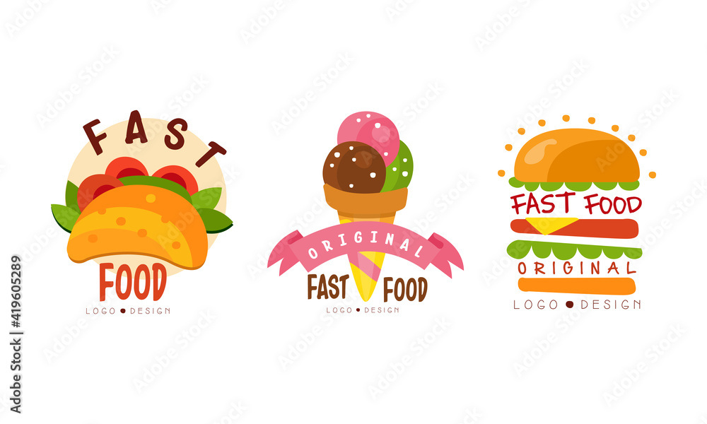 Fast Food Original Logo Design Set, Cafe, Restaurant, Menu Bages ...