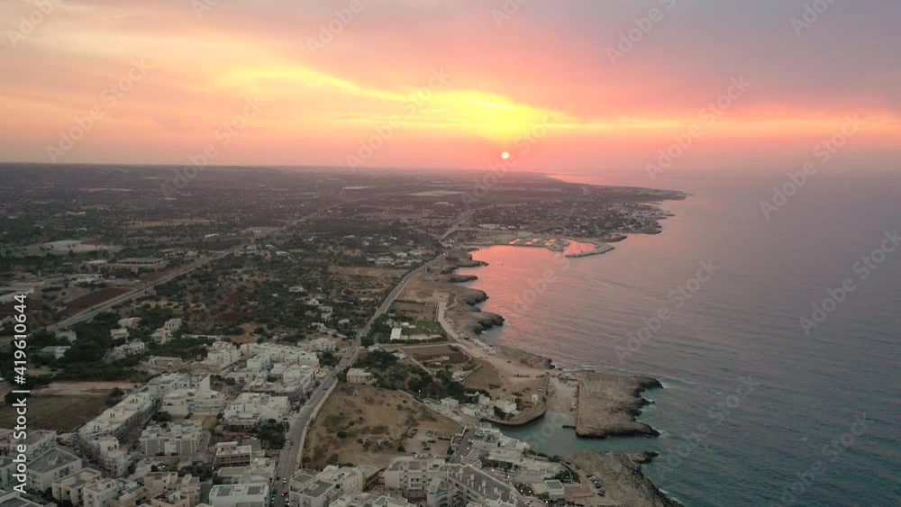 Polignano a Mare,Puglia,Bari,Italy.Beautiful 4K panoramic aerial video ...