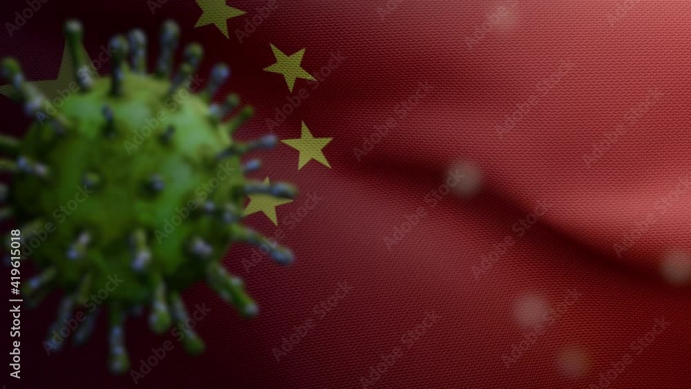 Vidéo Stock 3D illustration Chinese flag waving and Coronavirus 2019 ...