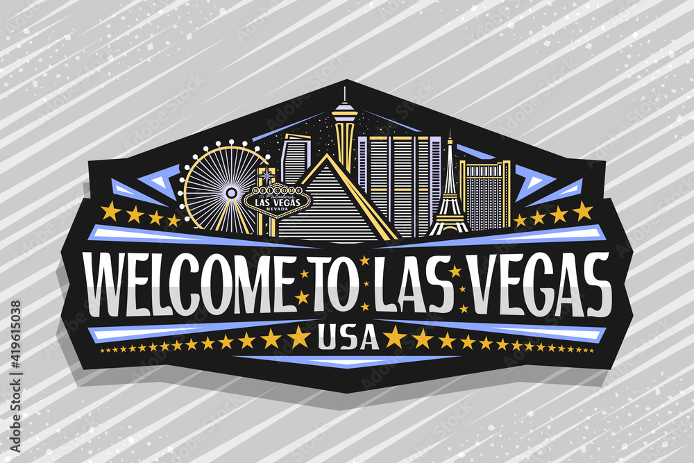 Vector logo for Las Vegas, black decorative label with outline ...