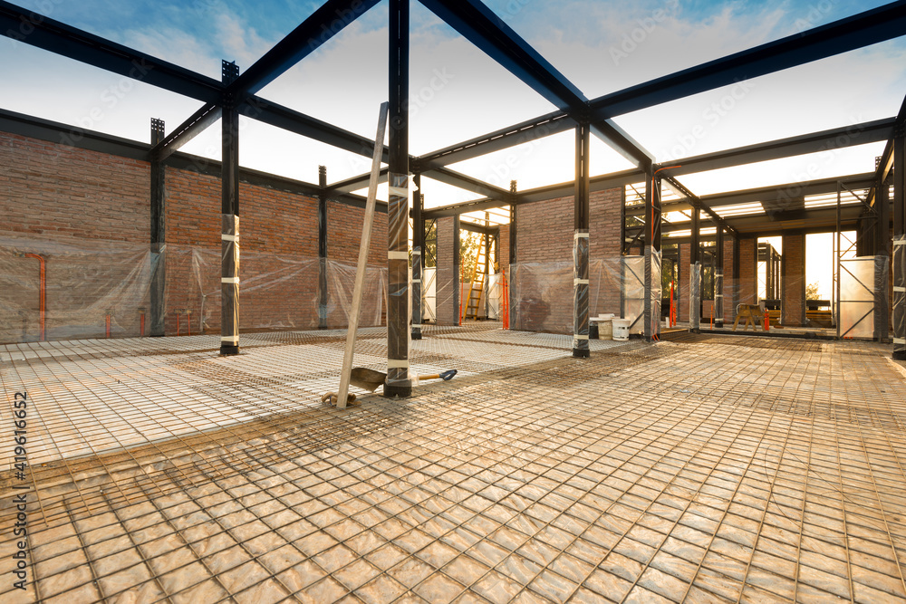 Structure of a house in construction. Stock Photo | Adobe Stock