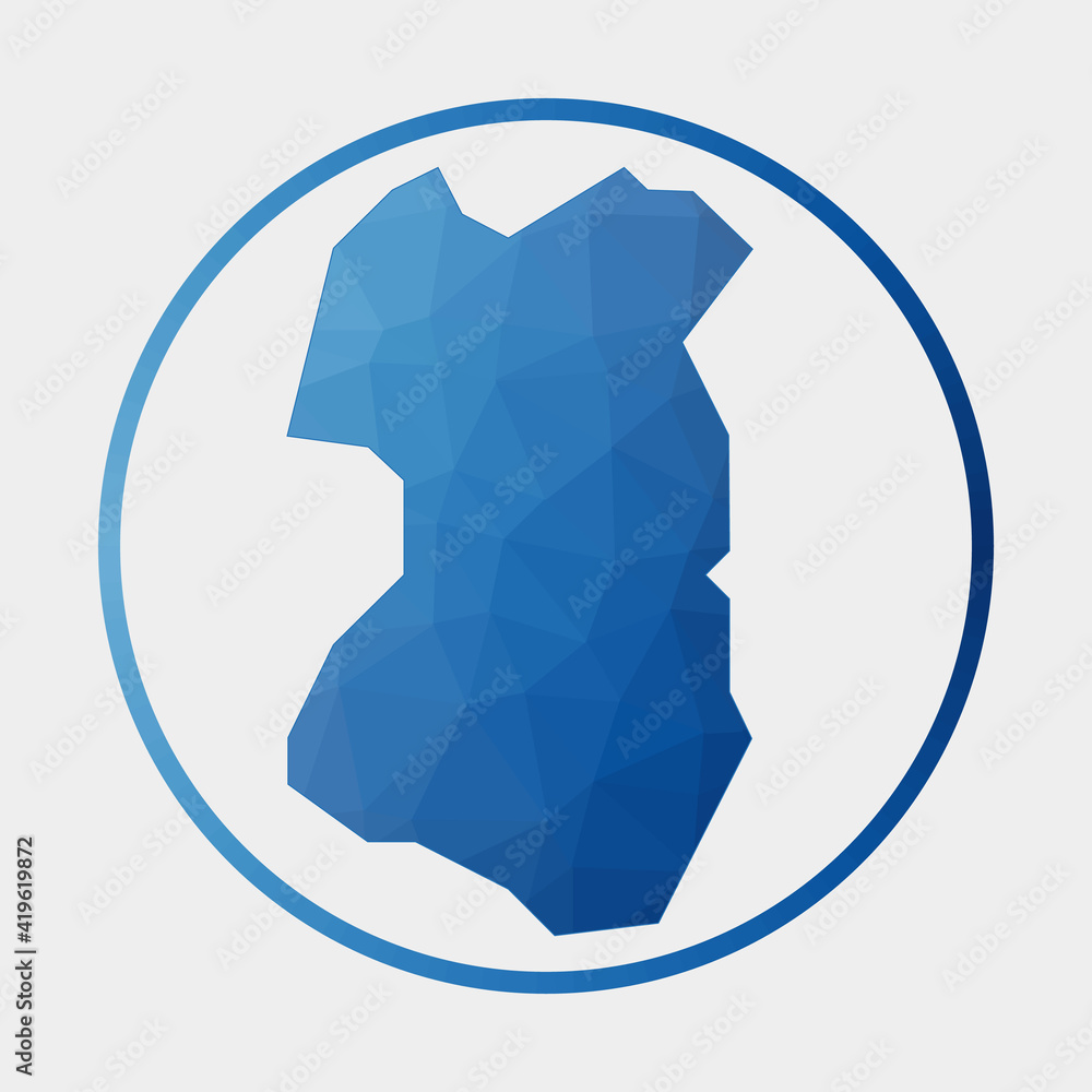 Tenggol Island icon. Polygonal map of the island in gradient ring ...