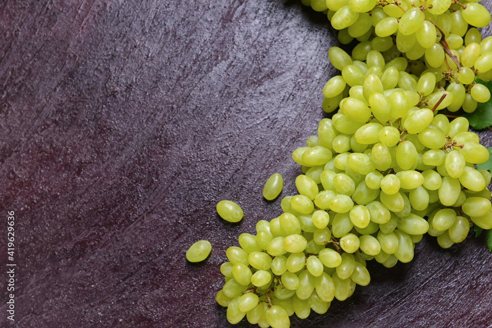 Ripe green grapes on dark color background Stock Photo | Adobe Stock