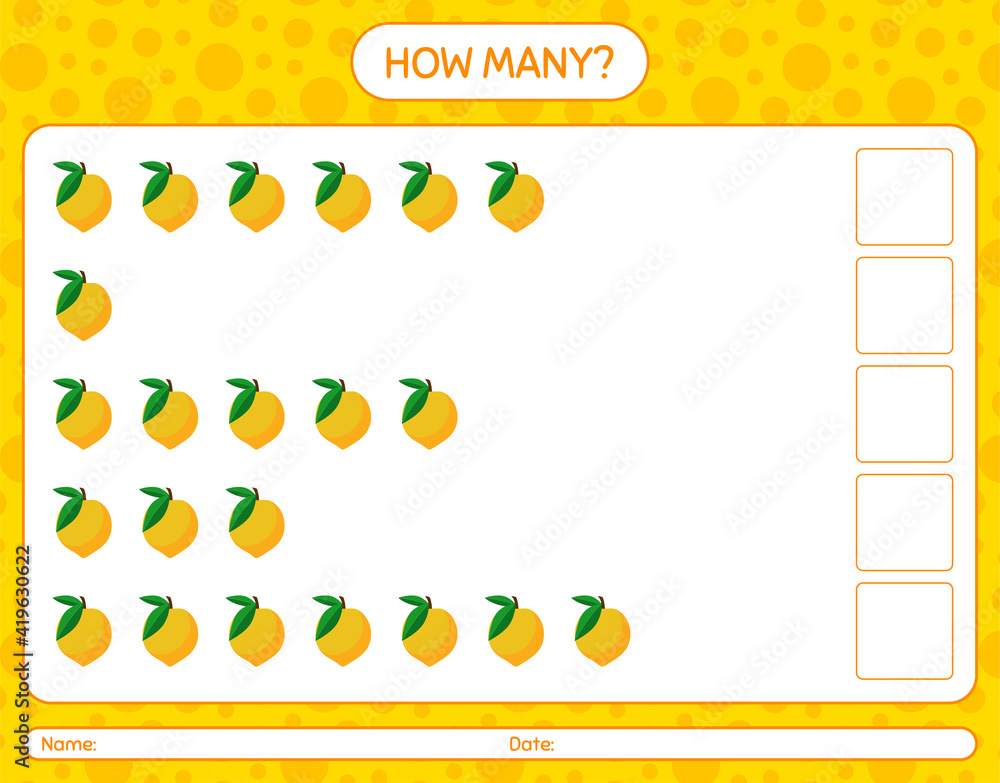 How many counting game with eggfruit worksheet for preschool kids, kids ...