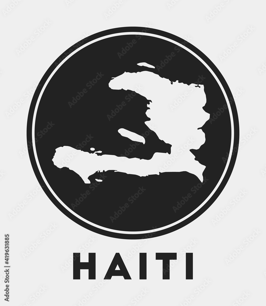 Haiti icon. Round logo with country map and title. Stylish Haiti badge ...
