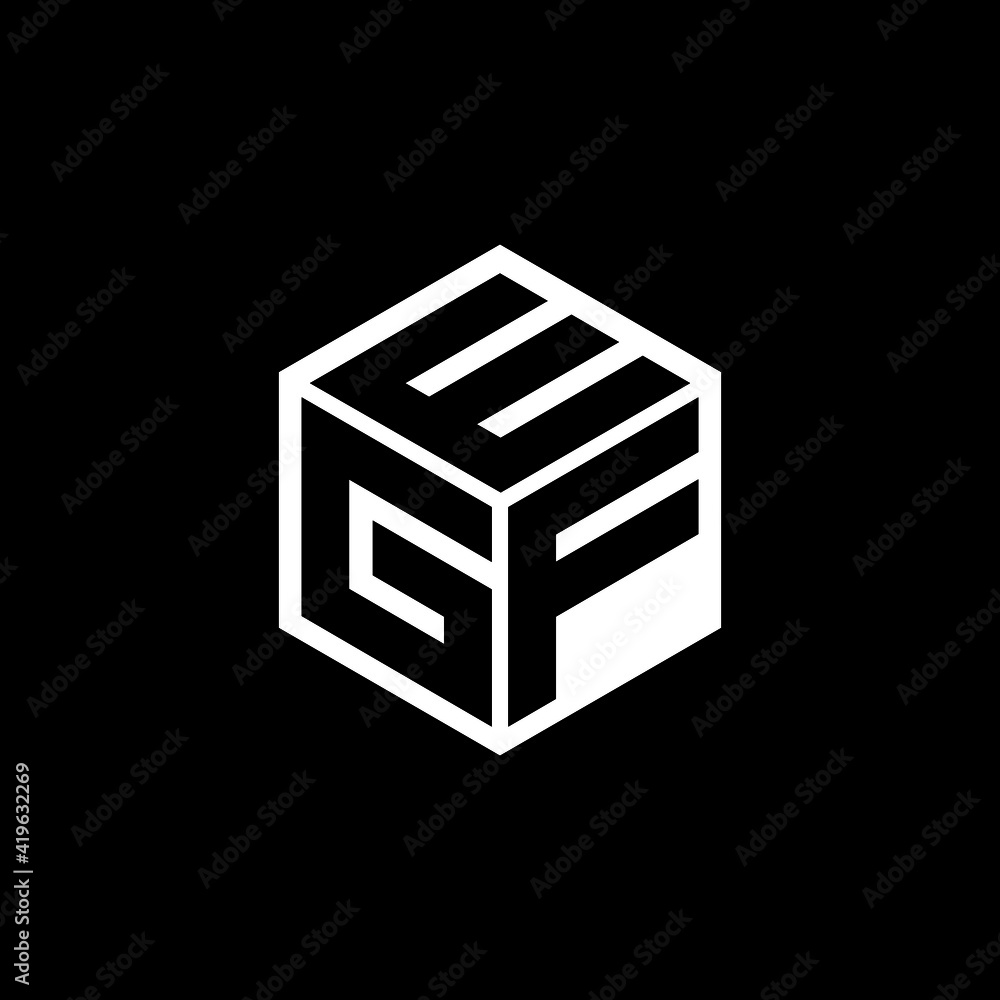GFE letter logo design with black background in illustrator, cube logo ...