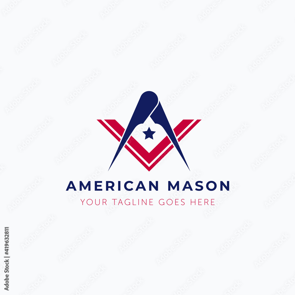 Vector illustration of masonry tool with american flag color logo ...