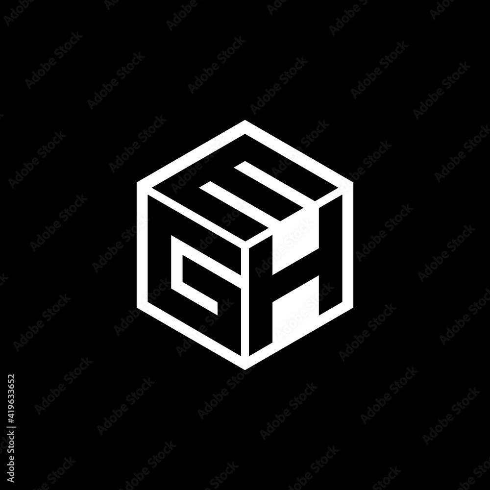 GHM letter logo design with black background in illustrator, cube logo ...