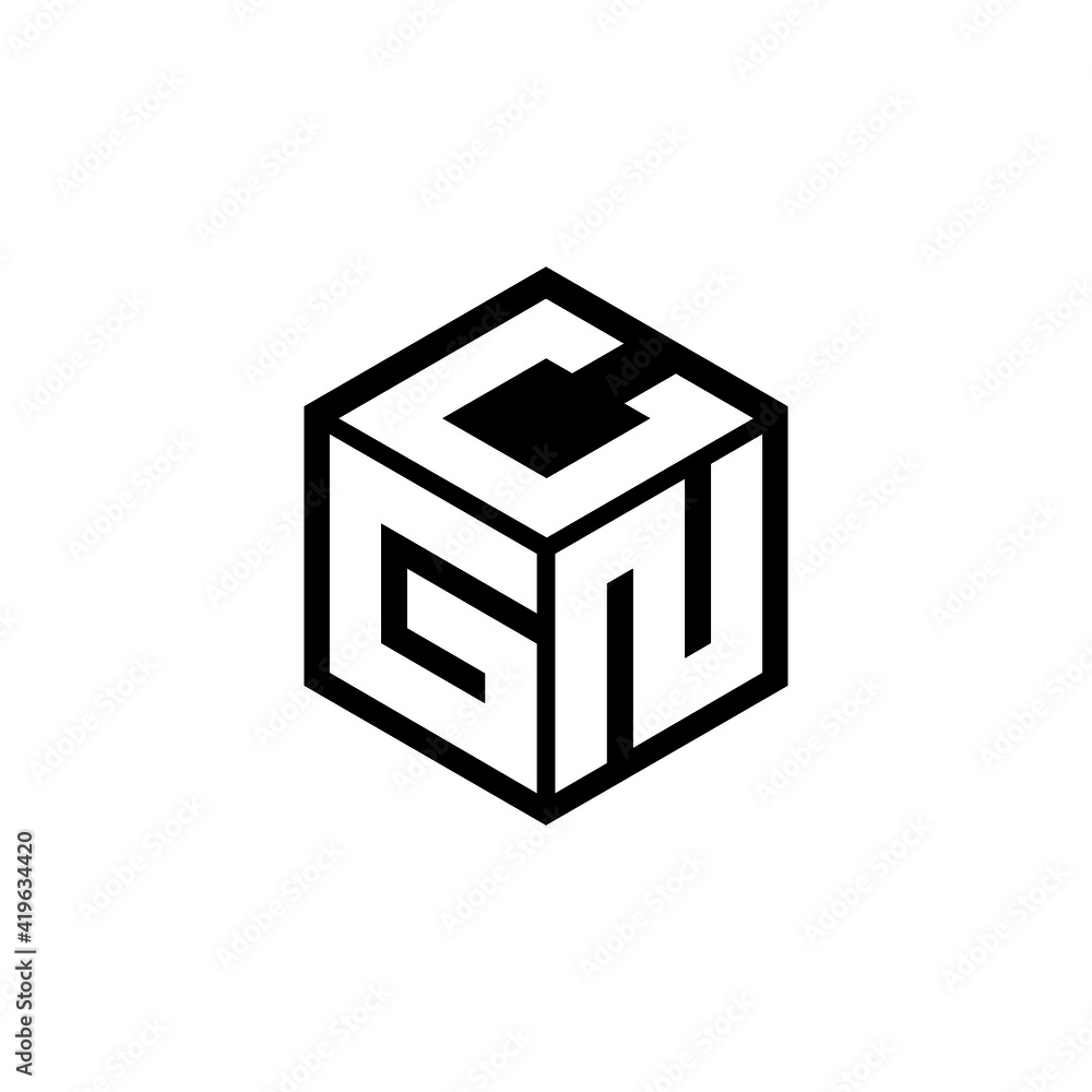 GNC letter logo design with white background in illustrator, cube logo ...