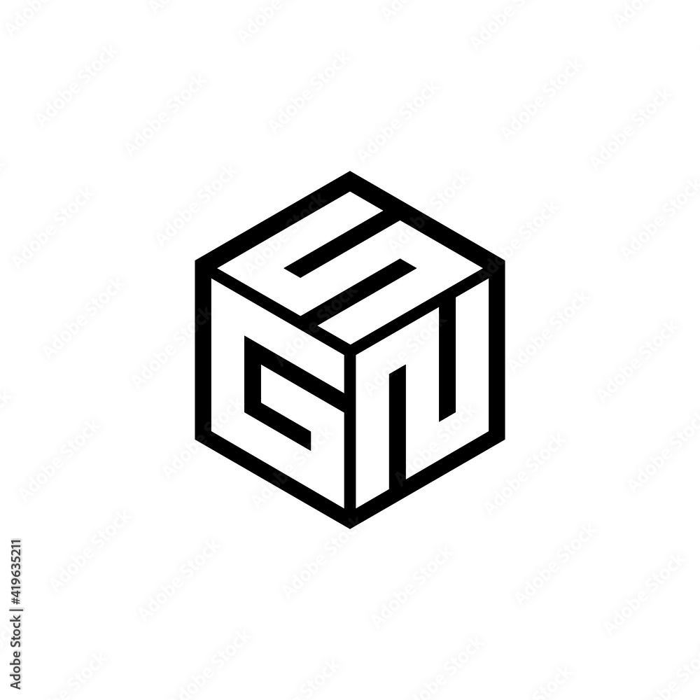 GNS letter logo design with white background in illustrator, cube logo ...