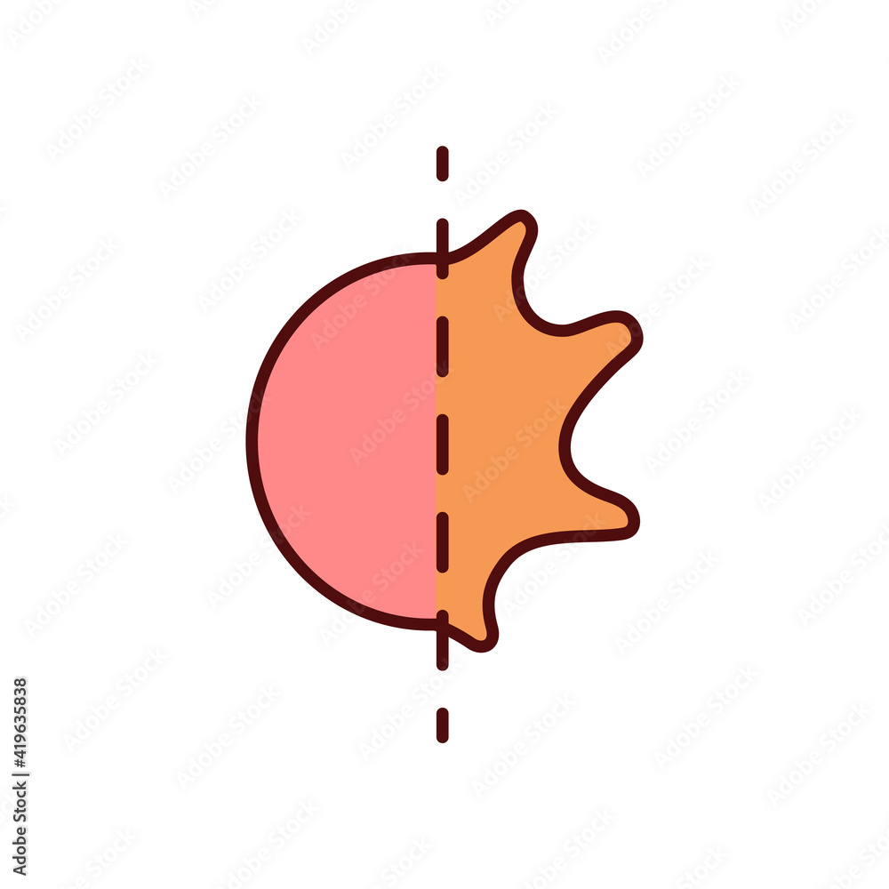 Asymmetrical skin growths RGB color icon. Cancerous moles with ...