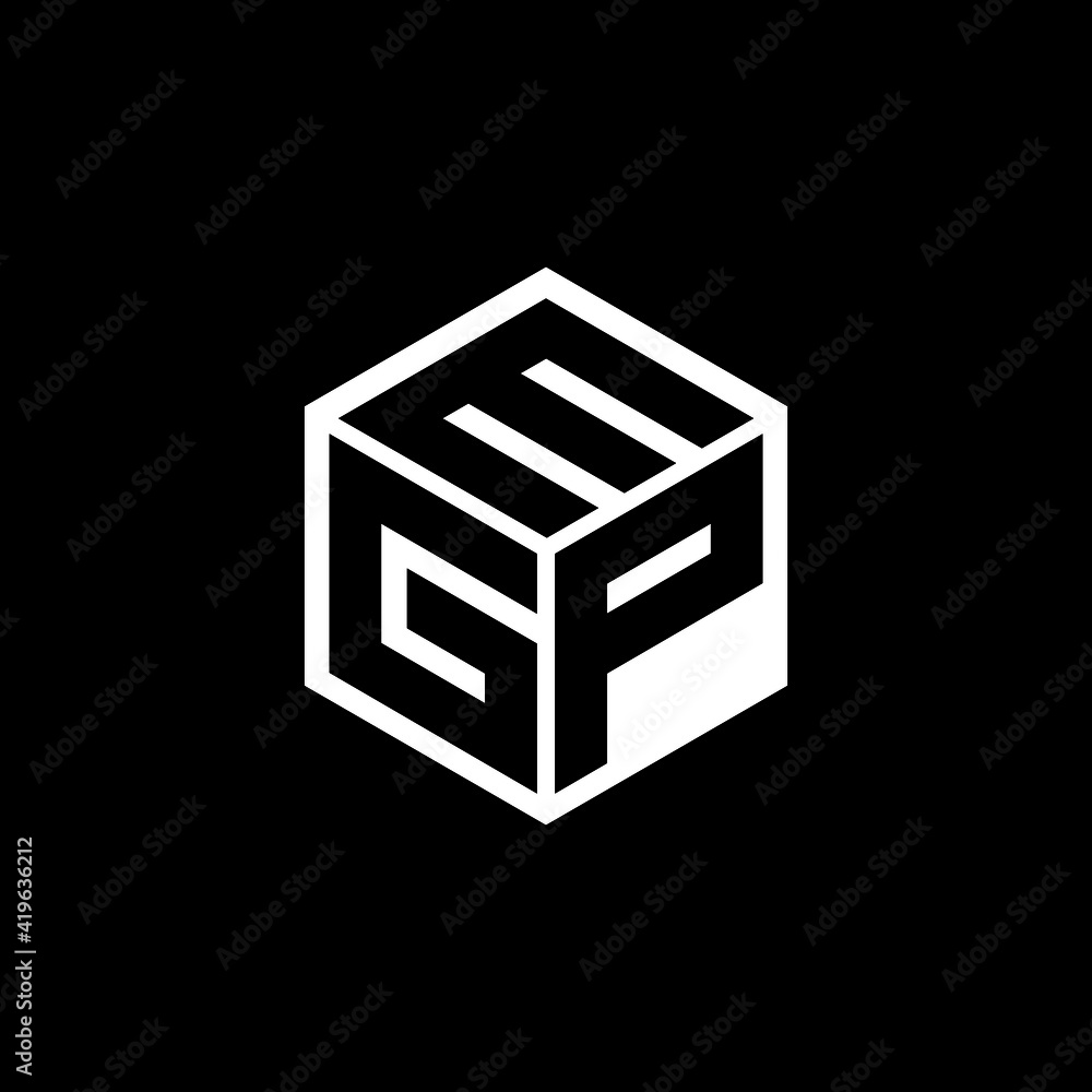 GPM letter logo design with black background in illustrator, cube logo ...