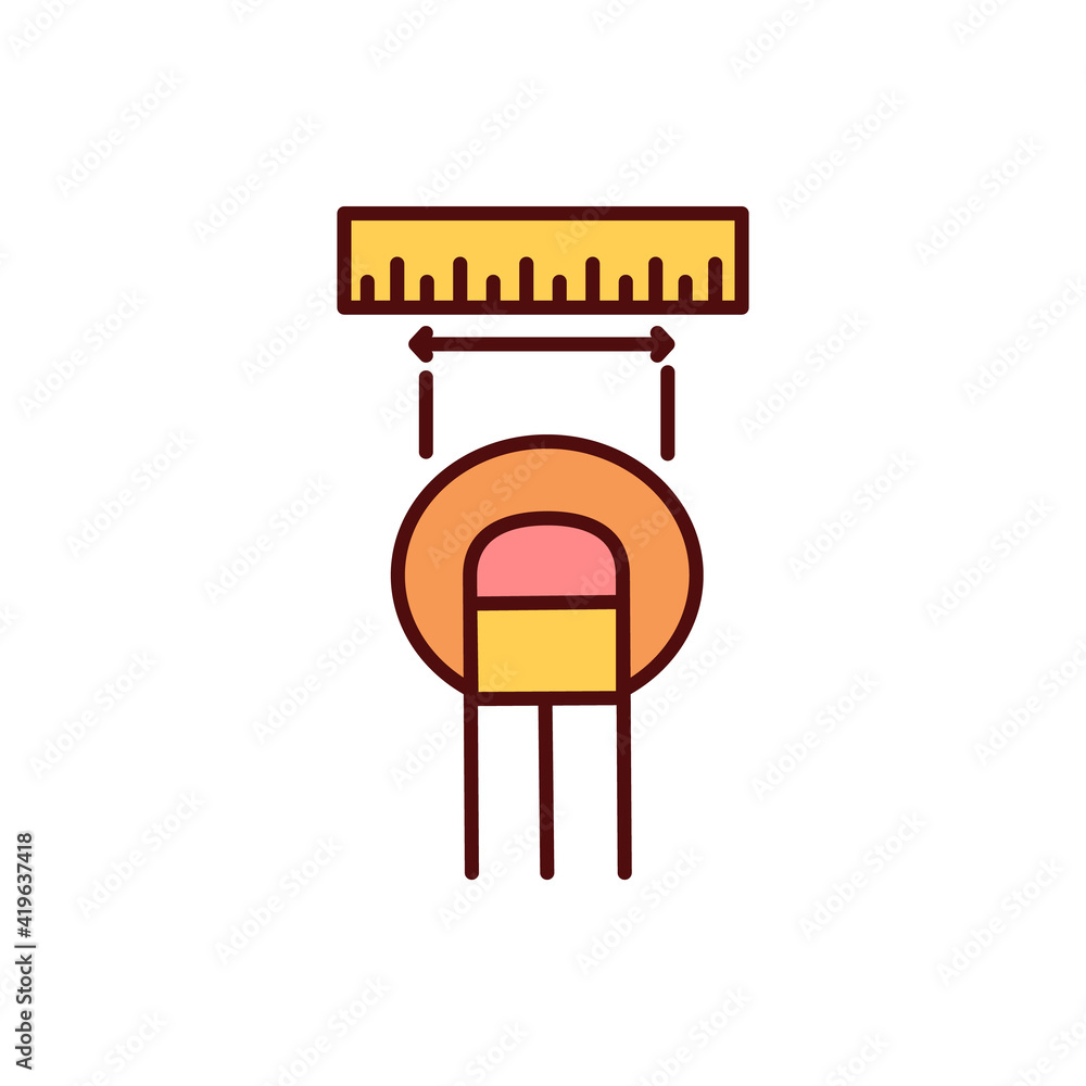 Measuring cutaneous lesions RGB color icon. Abnormal lump, ulcer. Skin ...