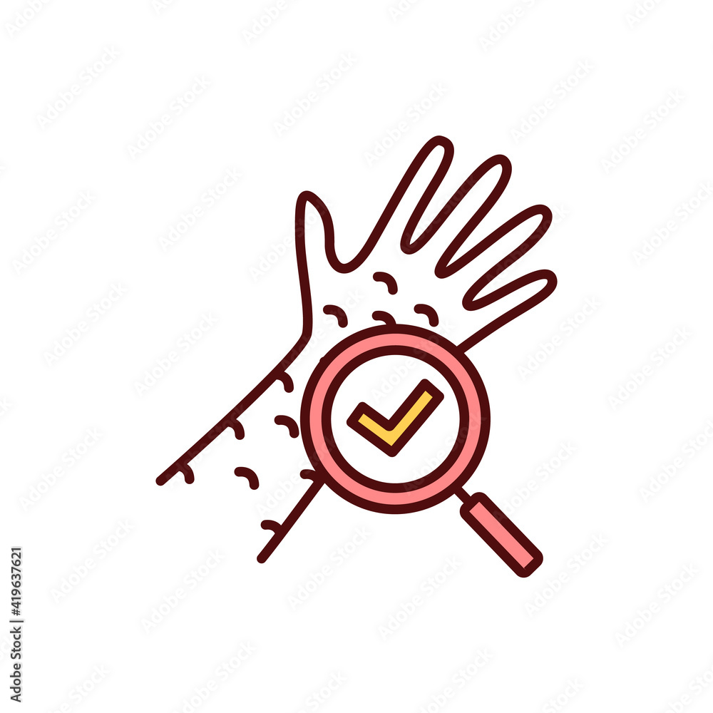 Regular skin checks RGB color icon. Red, itchy rash. Identifying skin ...