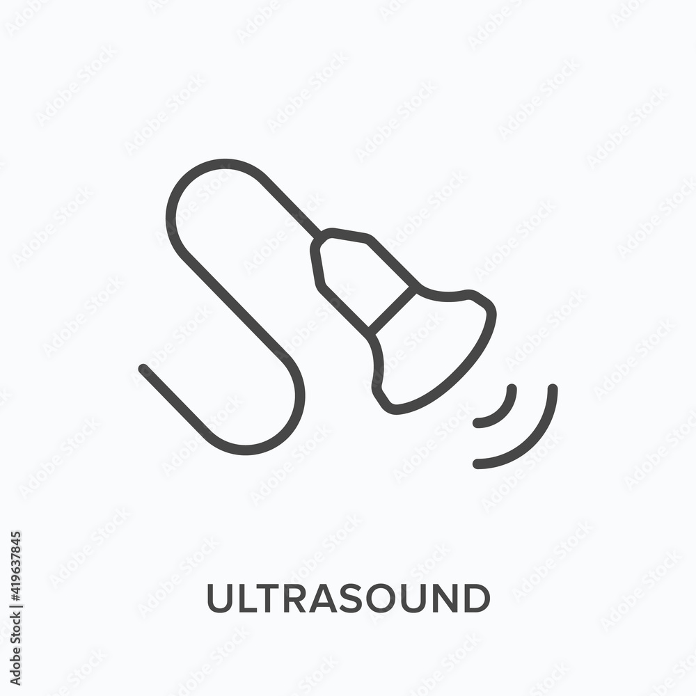 Ultrasound flat line icon. Vector outline illustration of diagnostic ...