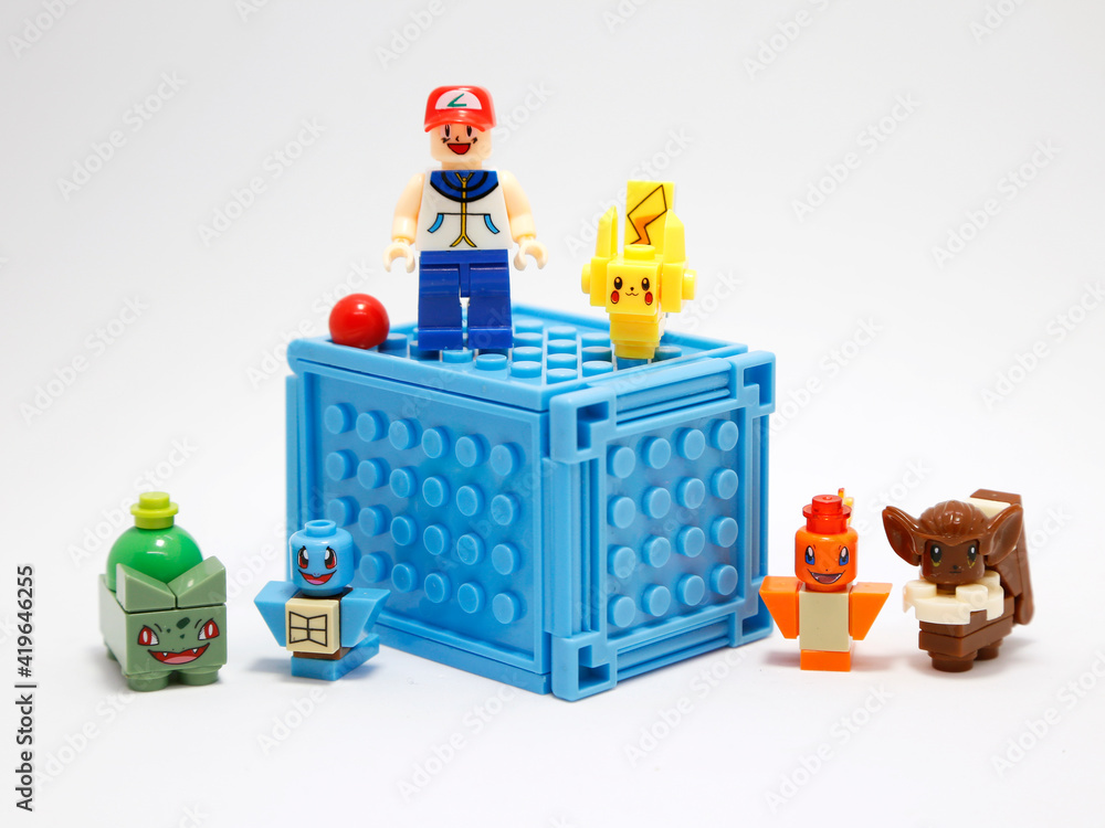 Pokemon. Pikachu and Ash Ketchum. Lego figures of Pokemon. Toys for ...