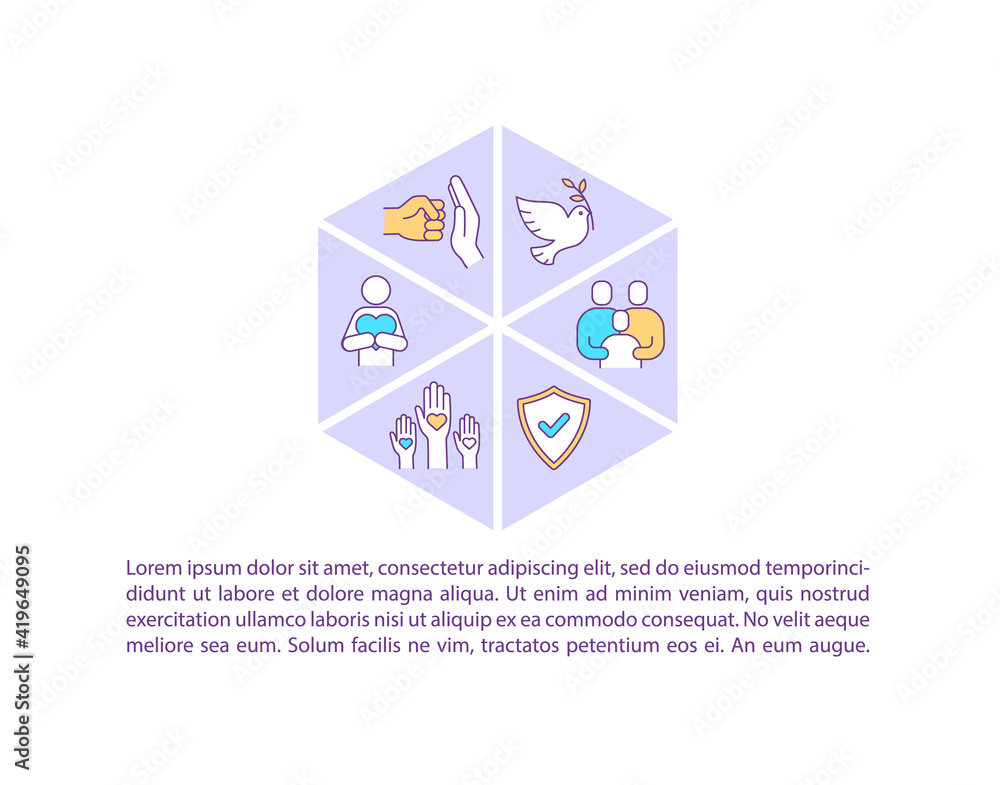 Peace and unity concept icon with text. Religious values. Social ...