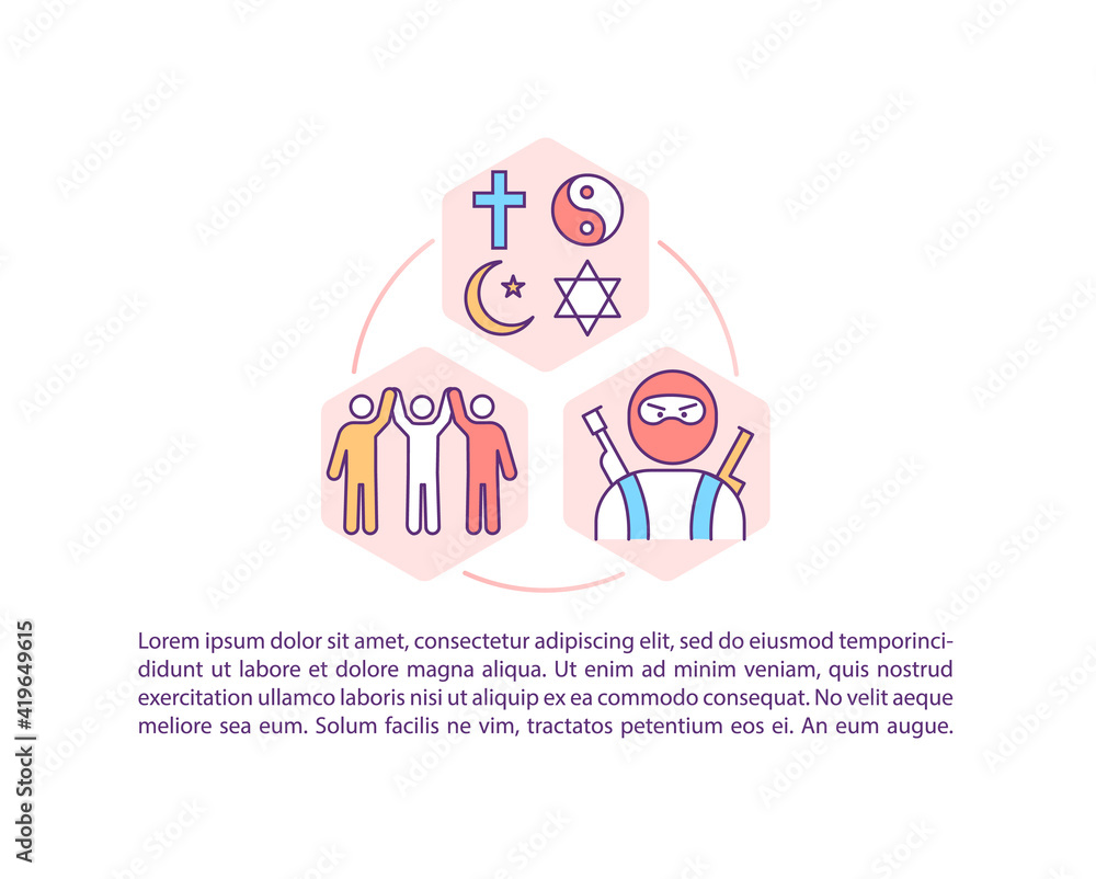 Religion violence concept icon with text. Social conflict based on ...