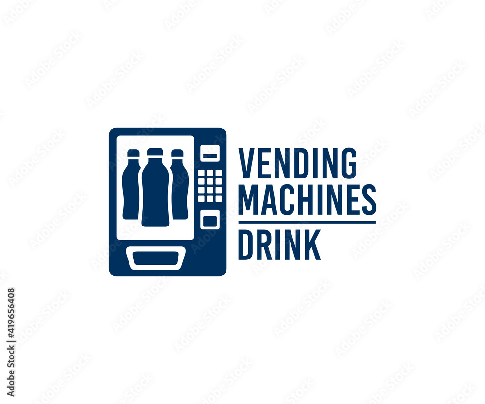Vending machines on sale of drinks, bottled beverage and juice, logo ...