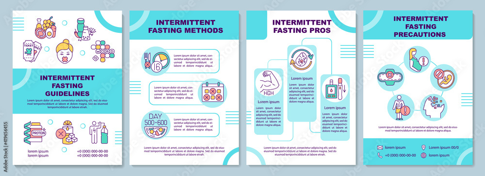 Intermittent fasting guidelines brochure template. Pros, precautions ...