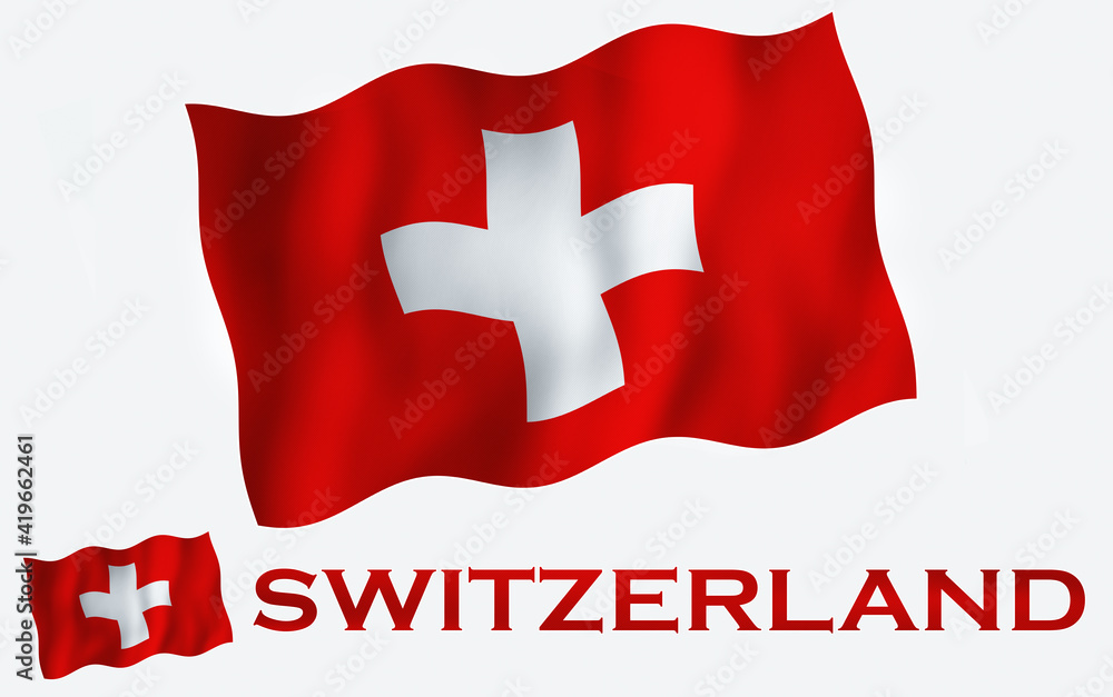Switzerland flag illustration with fabric texture with SWITZERLAND text ...