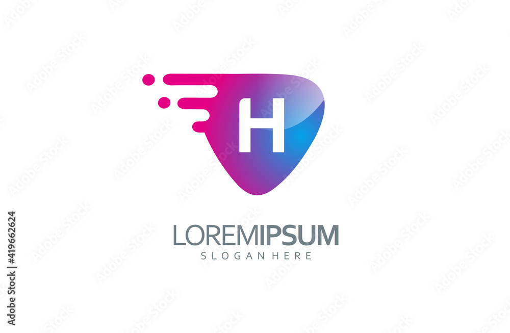 initial H logo with digital symbol Stock Vector | Adobe Stock