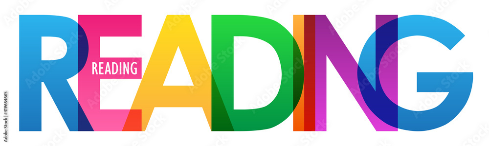 READING colorful vector typography banner isolated on white background ...