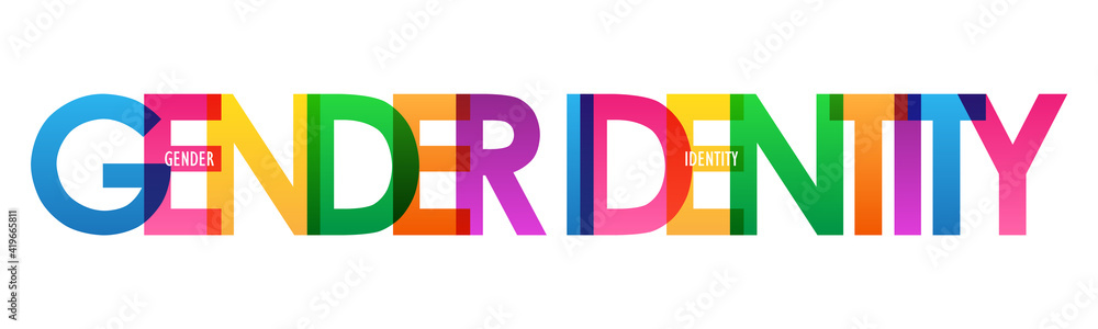 GENDER IDENTITY colorful vector typography banner isolated on white ...