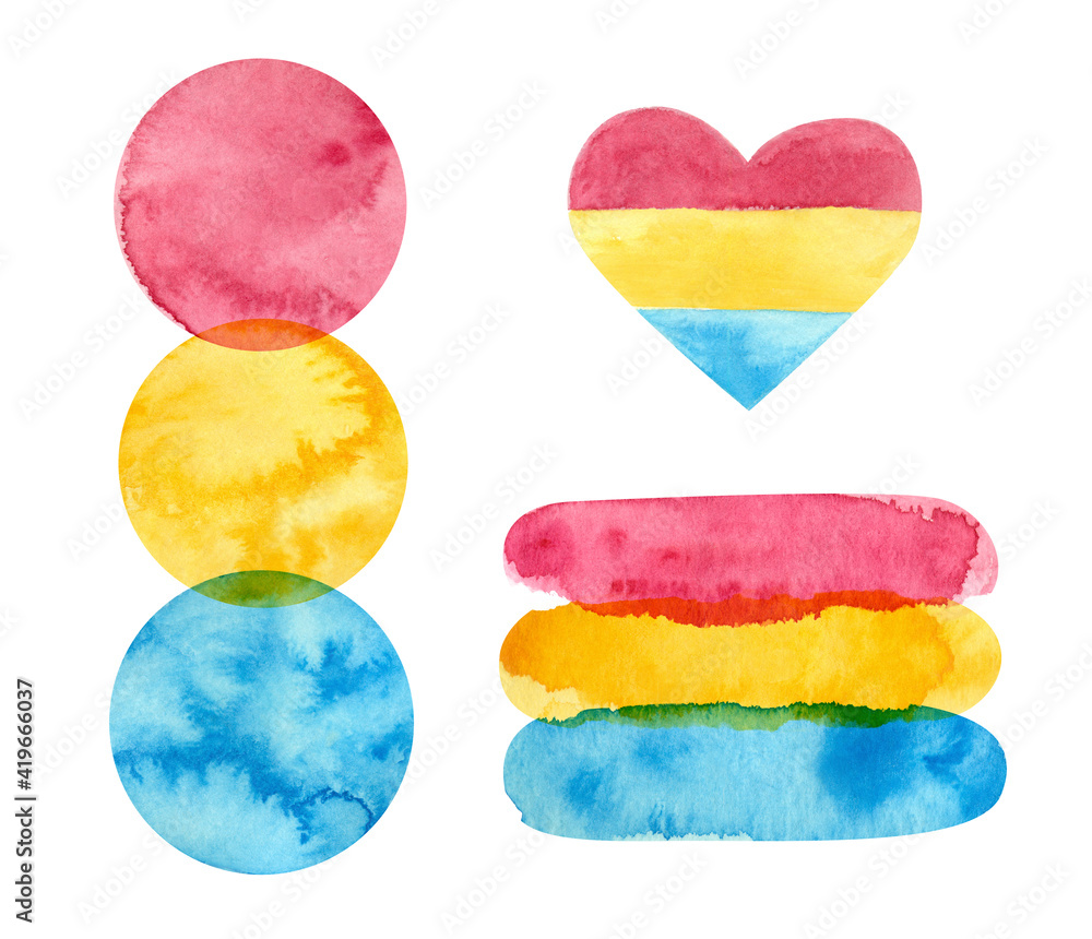 Pansexual pride - watercolor clipart. LGBT art, rainbow clipart for ...